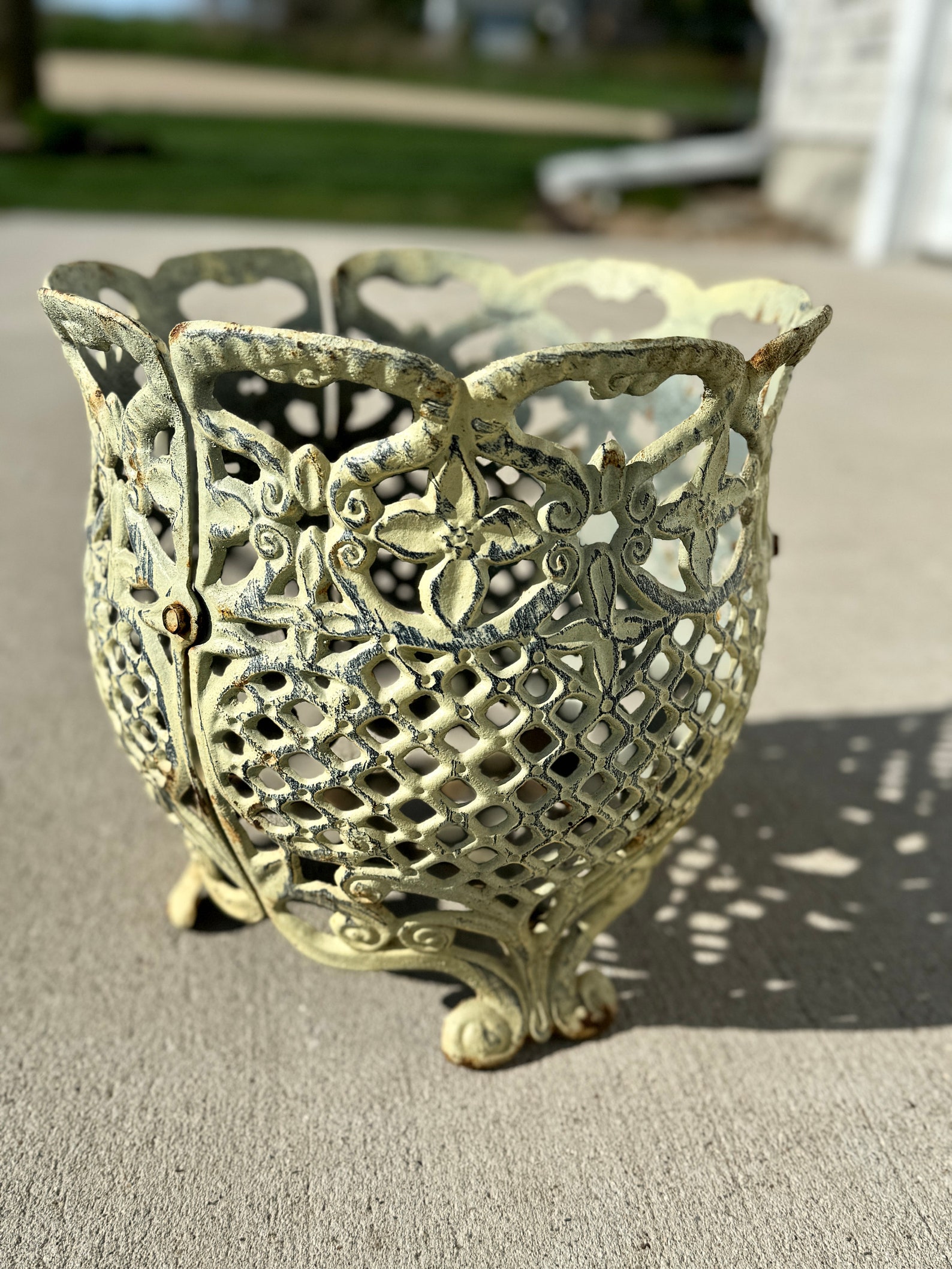 Large Cast Iron Planter Ornate Victorian Open Weave Patio Planter - Etsy