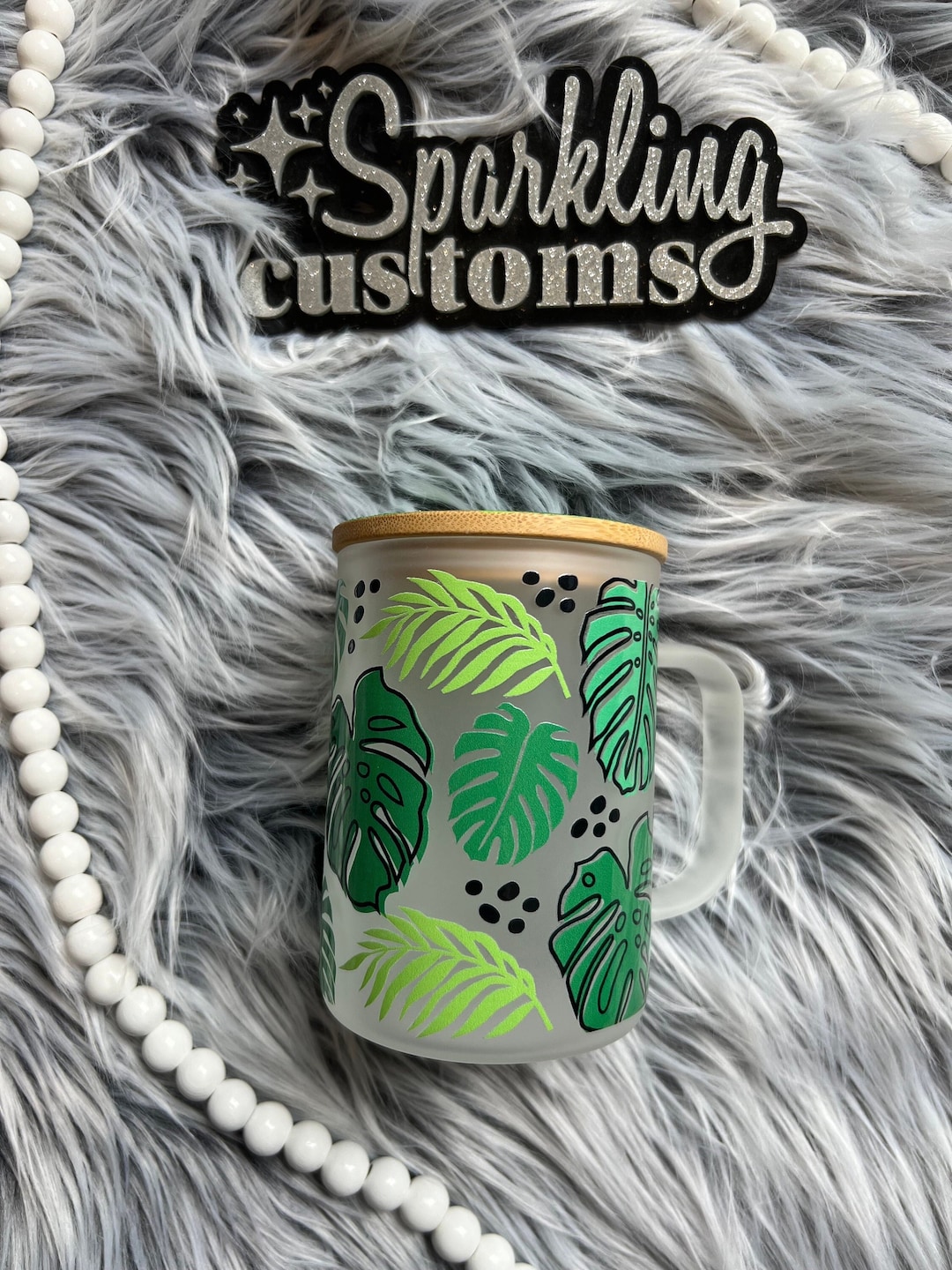 Monstera Glass Coffee Mug, 17 Oz Tumbler, Coffee Lover Gift, Plant ...
