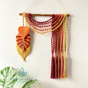 Large Macrame Leaf Wall Art: Colorful Boho Tapestry - Etsy
