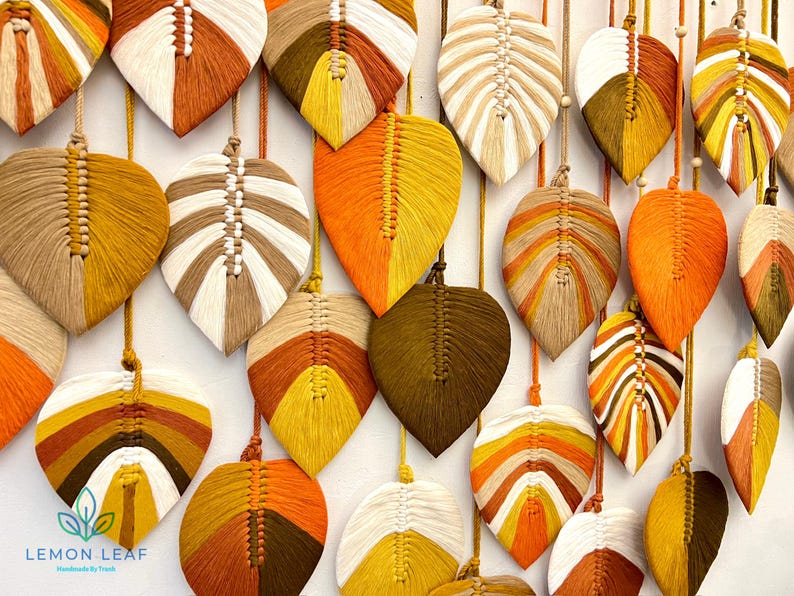 Macrame Leaf Wall Hanging: Boho Home Decor, Green Wall Art - Etsy