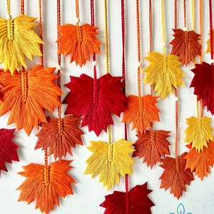 Wall Hanging Macrame Maple Leaf Necklace, Home Decoration Macrame Maple ...
