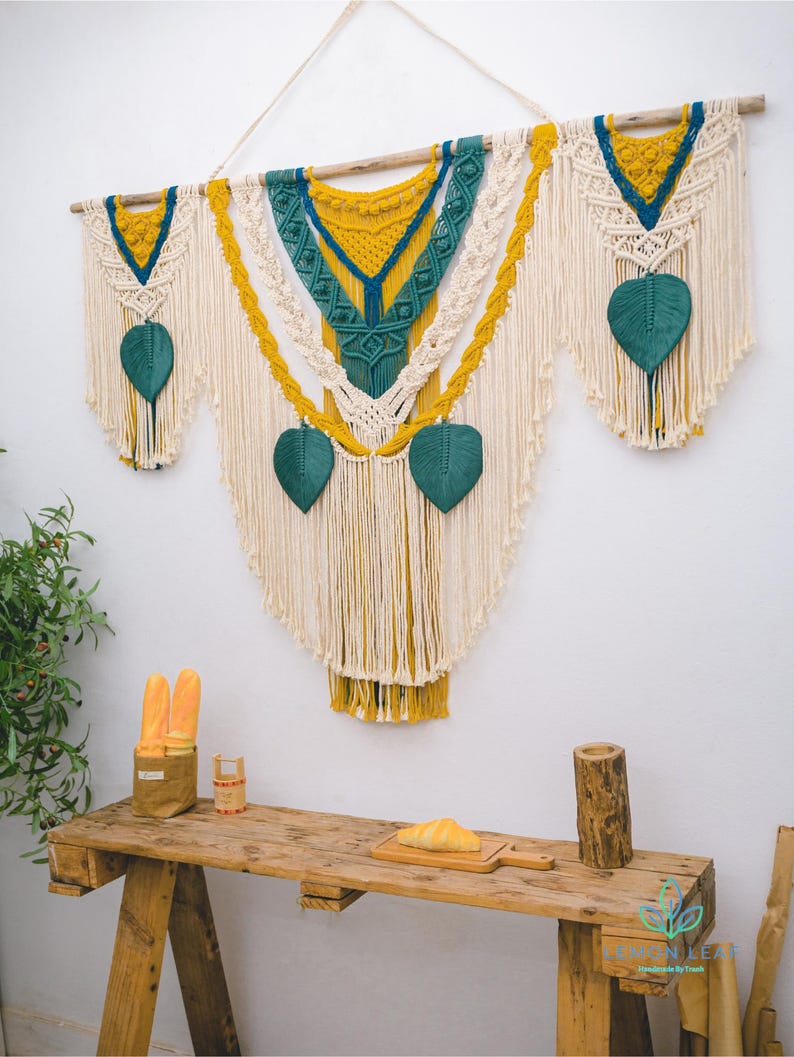 Gran tapiz de macramé para pared: arte bohemio, 59 x 43 pulgadas - Etsy ...