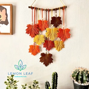 Maple Leaf Macrame Wall Hanging, Macrame Feather Wall Hanging, Gift for ...