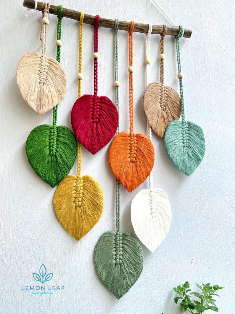 Painting of Macrame Leaves on the Wall Large Leaf Macrame - Etsy