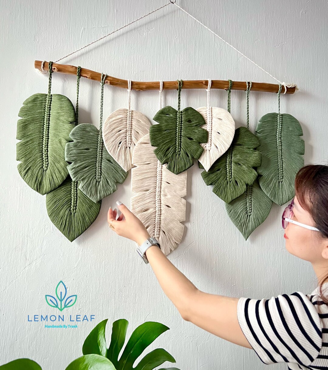 Monstera Leaf Wall Hanging Macrame, Large Leaf Macrame Wall Art ...