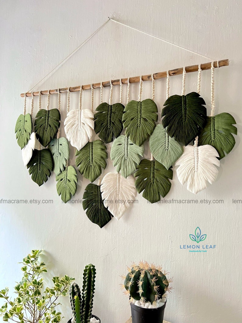Monstera Leaf Macrame Wall Hanging: Large Boho Wall Art - Etsy
