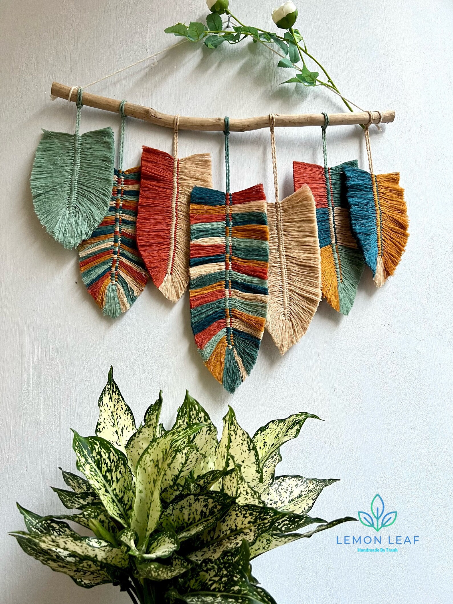 Custom Wall Mounted Macrame Large Feathers Macrame Feather | Etsy