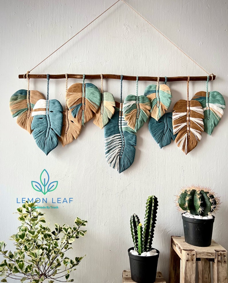 Large Macrame Leaf Wall Hanging: Boho Tapestry Wall Art - Etsy