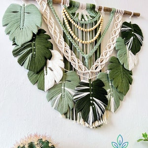 Monstera Green Leaf Macrame Large Wall Hanging, Large Leaf Macrame Wall ...