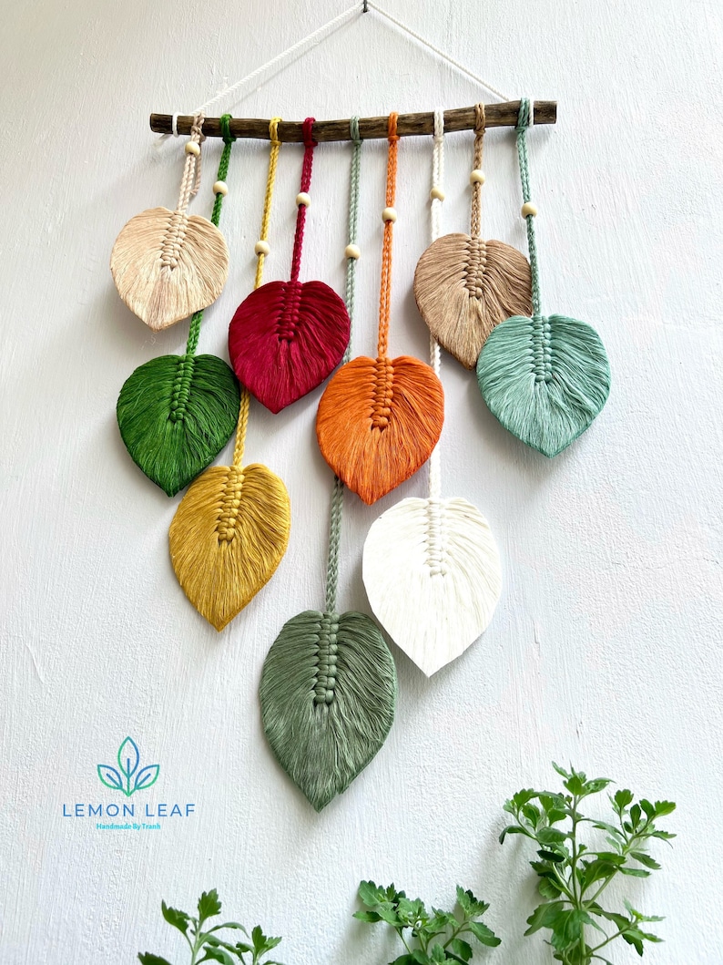 Painting of Macrame Leaves on the Wall Large Leaf Macrame - Etsy