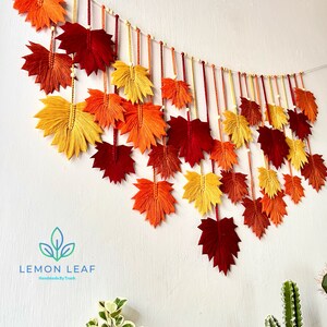 Wall Hanging Macrame Maple Leaf Necklace, Home Decoration Macrame Maple ...
