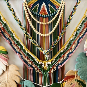 Large Boho Colored Macrame Wall Hanging, Macrame Feather Wall Hanging ...