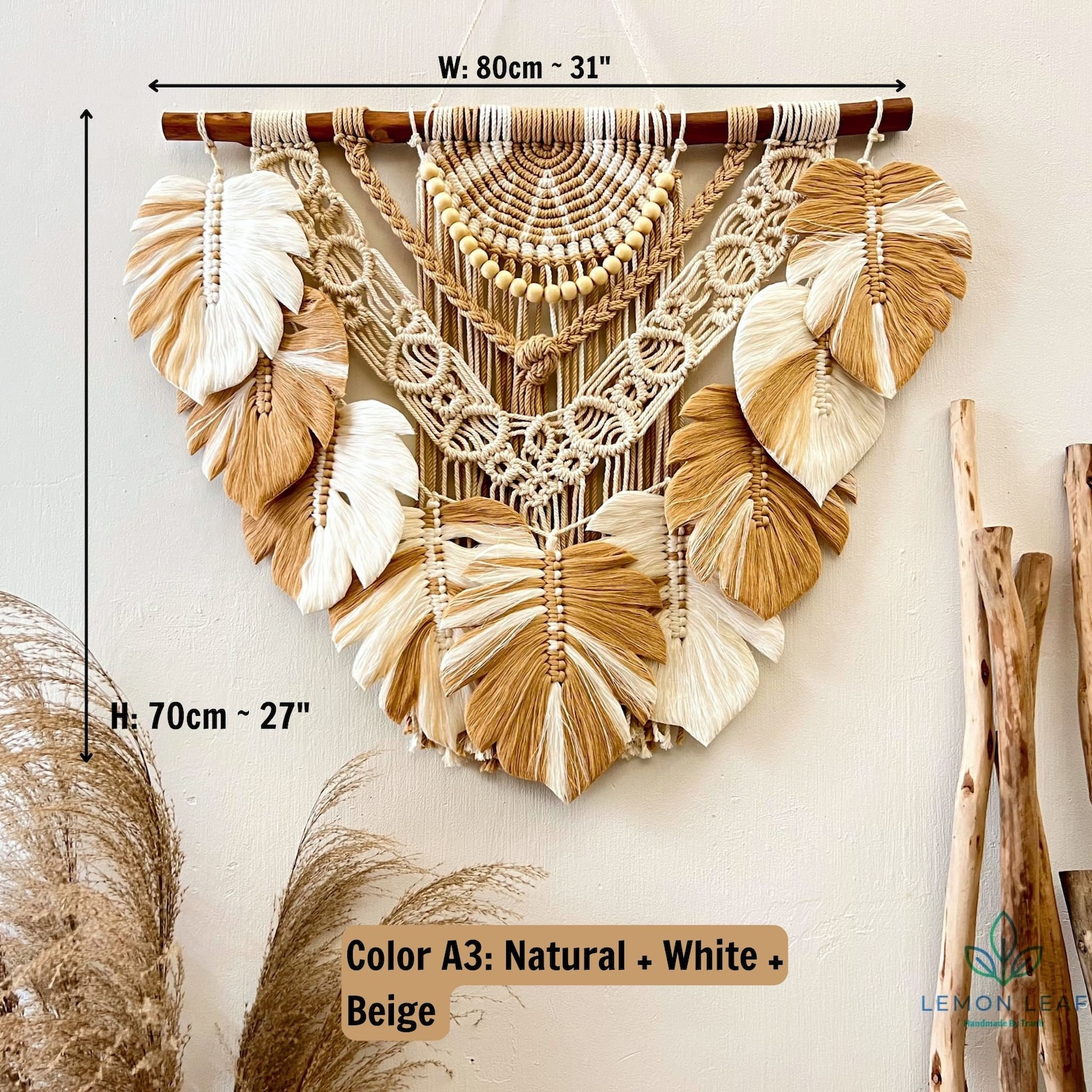 Large Boho Colored Macrame Wall Hanging, Macrame Feather Wall Hanging ...