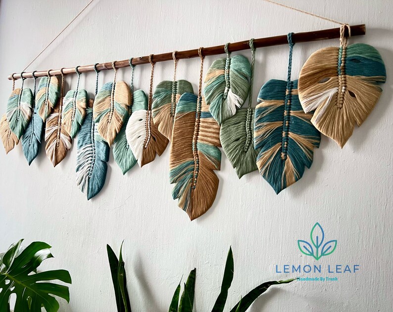 Large Macrame Leaf Wall Hanging: Boho Tapestry Wall Art - Etsy
