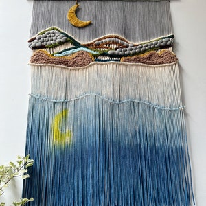 Natural Landscape Art Macrame Painting, Living Room Decor, Geometric ...