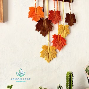 Maple Leaf Macrame Wall Hanging, Macrame Feather Wall Hanging, Gift for ...