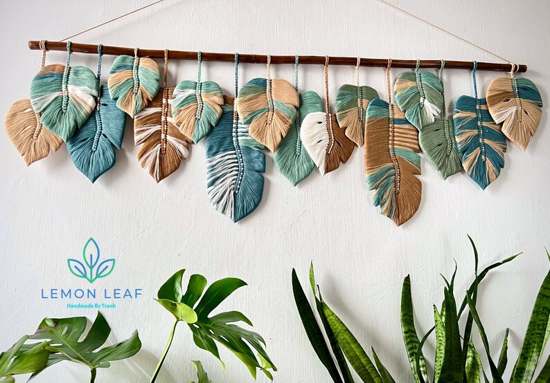 Large Macrame Leaf Wall Hanging: Boho Tapestry Wall Art - Etsy