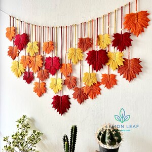 Wall Hanging Macrame Maple Leaf Necklace, Home Decoration Macrame Maple ...