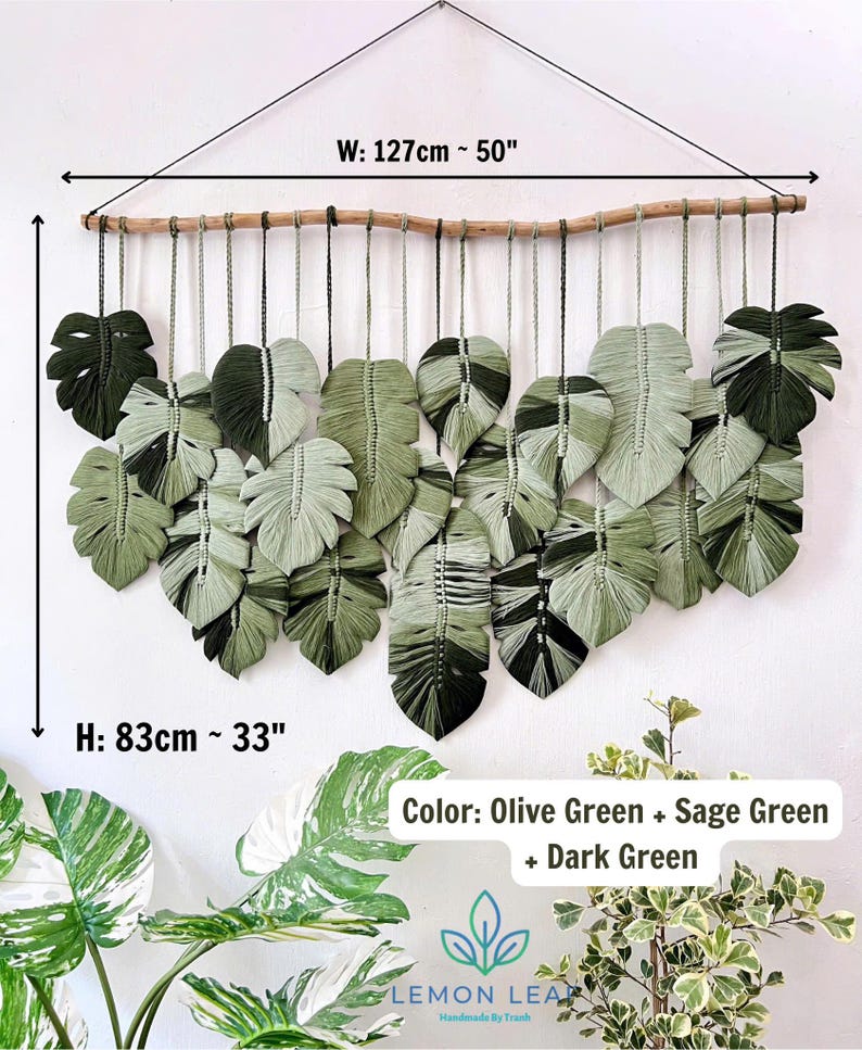 Monstera Leaf Macrame Wall Hanging: Large Boho Wall Art - Etsy