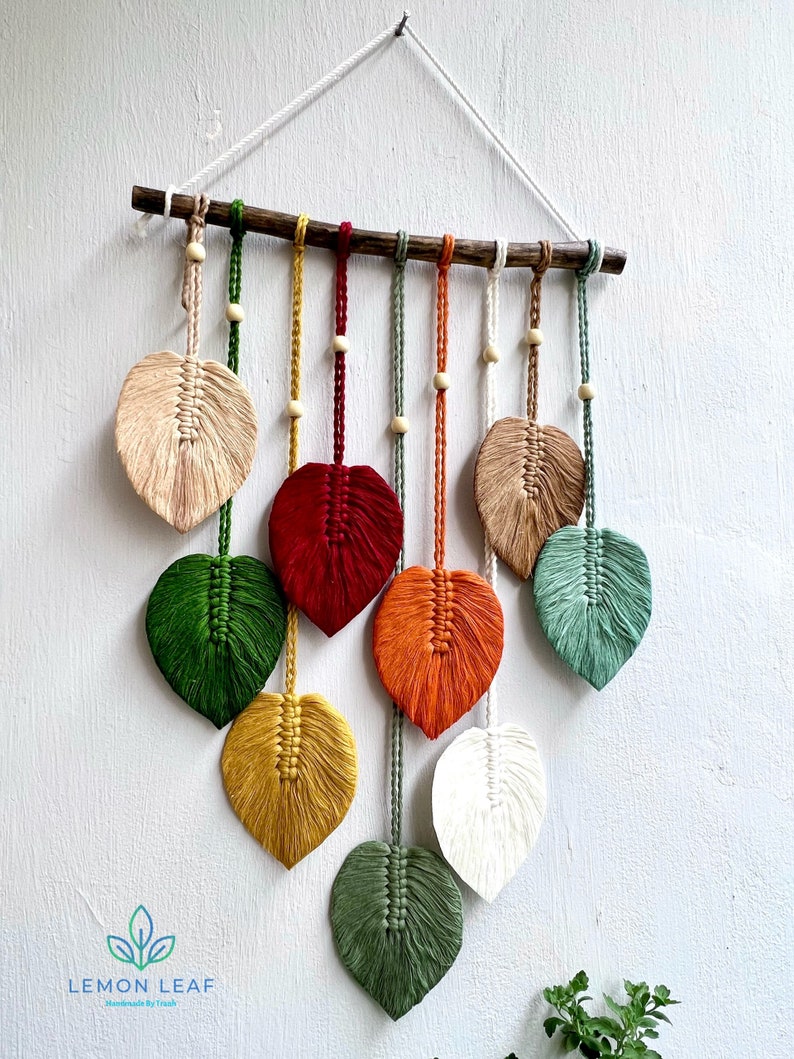 Painting of Macrame Leaves on the Wall Large Leaf Macrame - Etsy