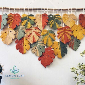 Macrame Leaf Wall Hanging, Macrame Wall Hanging, Green Wall Art, Boho ...