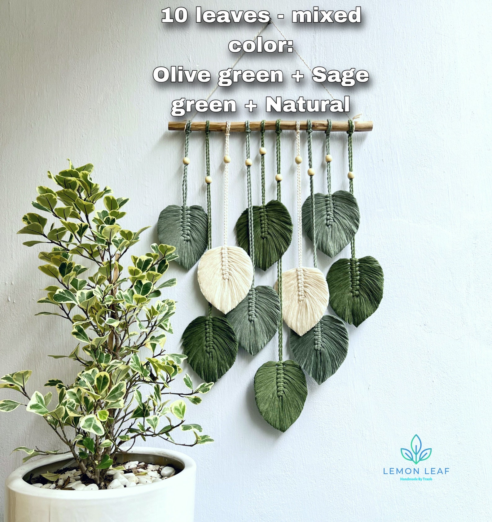 Green Leaf Macrame Wall Hanging Large Leaf Macrame Wall - Etsy