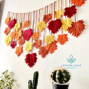 Wall Hanging Macrame Maple Leaf Necklace, Home Decoration Macrame Maple ...