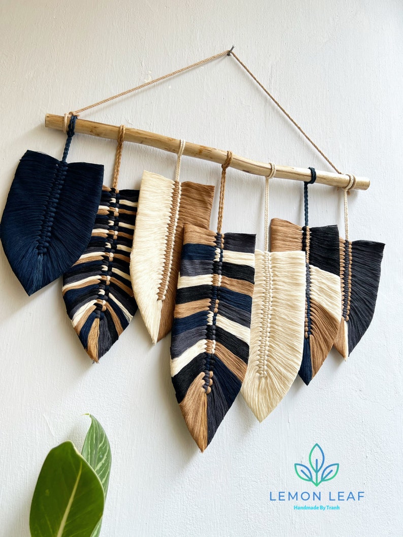 Macrame Leaves Modern Home Decoration Large Leaf Macrame Wall - Etsy