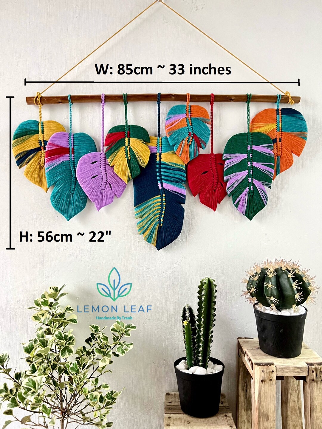 Monstera Leaf Macrame Wall Hanging: Colorful Boho Wall Art - Etsy