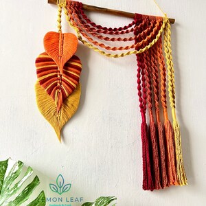 Large Macrame Leaf Wall Art: Colorful Boho Tapestry - Etsy