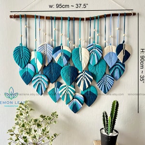 Navy Blue Macrame Leaf Wall Hanging: Large Boho Wall Art - Etsy