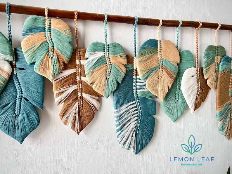 Large Macrame Leaf Wall Hanging: Boho Tapestry Wall Art - Etsy
