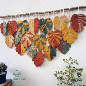 Macrame Leaf Wall Hanging, Macrame Wall Hanging, Green Wall Art, Boho ...