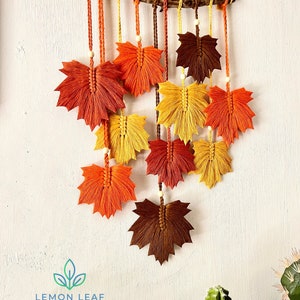Maple Leaf Macrame Wall Hanging, Macrame Feather Wall Hanging, Gift for ...