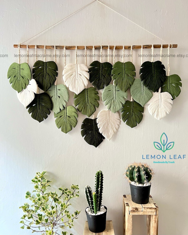 Monstera Leaf Macrame Wall Hanging: Large Boho Wall Art - Etsy