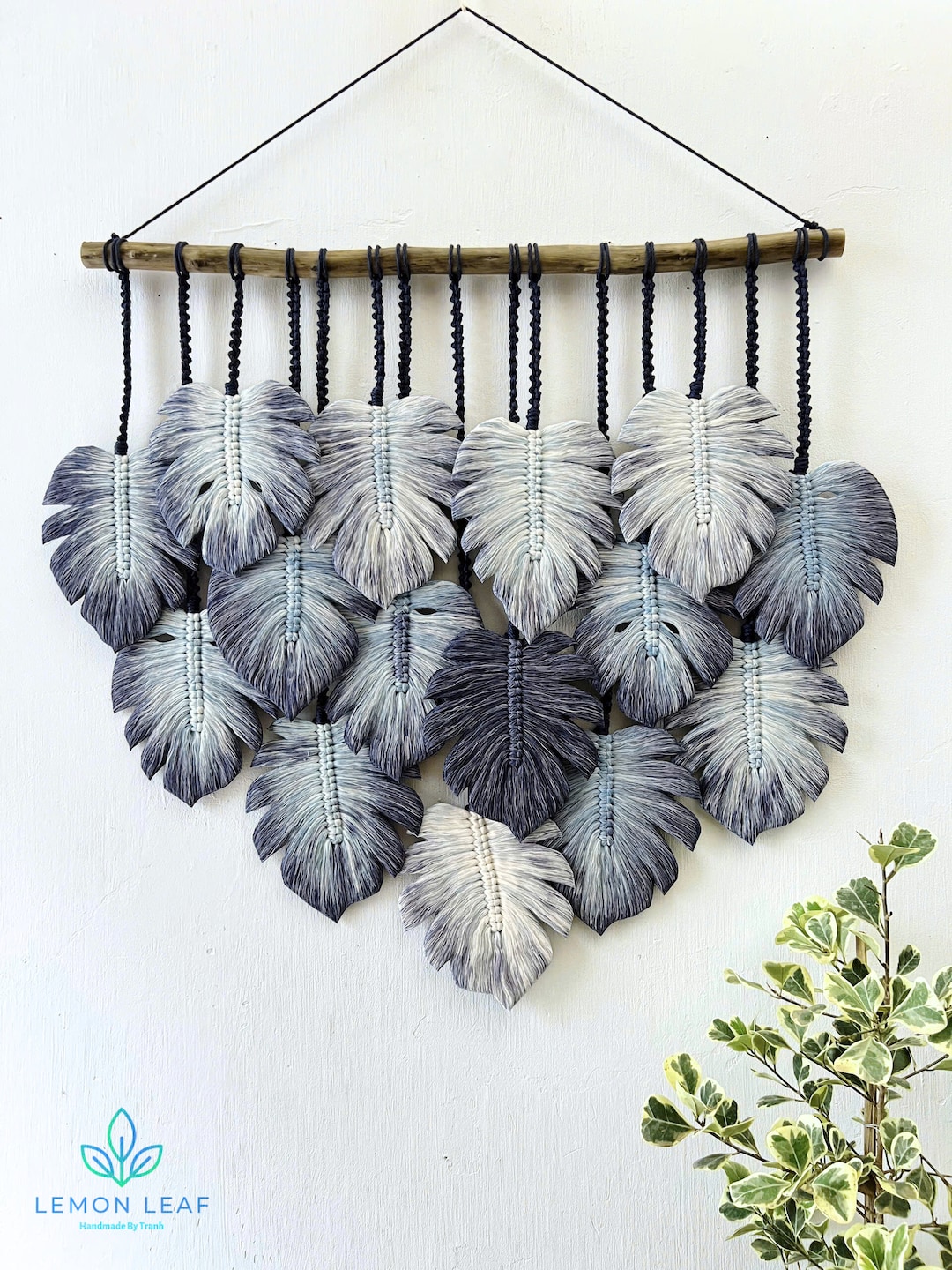 Large Monstera Leaf Macrame Wall Hanging: Hand-dyed Cotton Art - Etsy