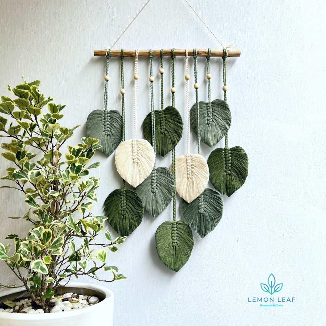 Green Leaf Macrame Wall Hanging Large Leaf Macrame Wall - Etsy
