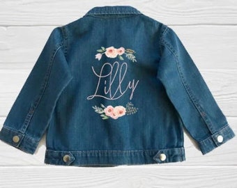 Personalised Name Hand Embroidered Denim Jacket Children - Etsy