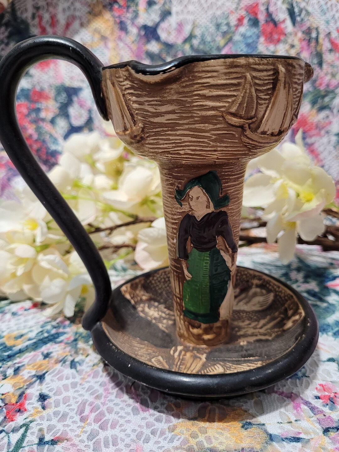 Vintage Dutch Candleholder, Plaza Ware, Pottery, Handpainted, Turn of ...