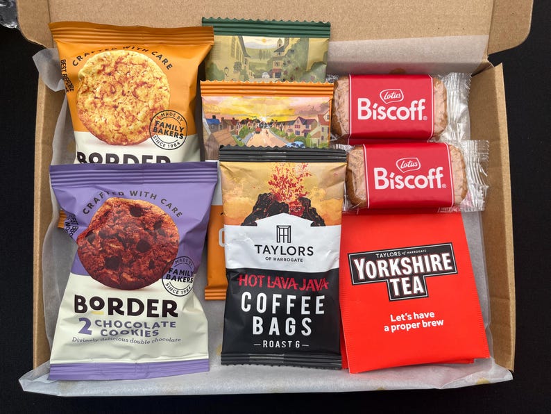 Coffee & Tea Gift Hamper | Letterbox Biscuit Box - Etsy UK