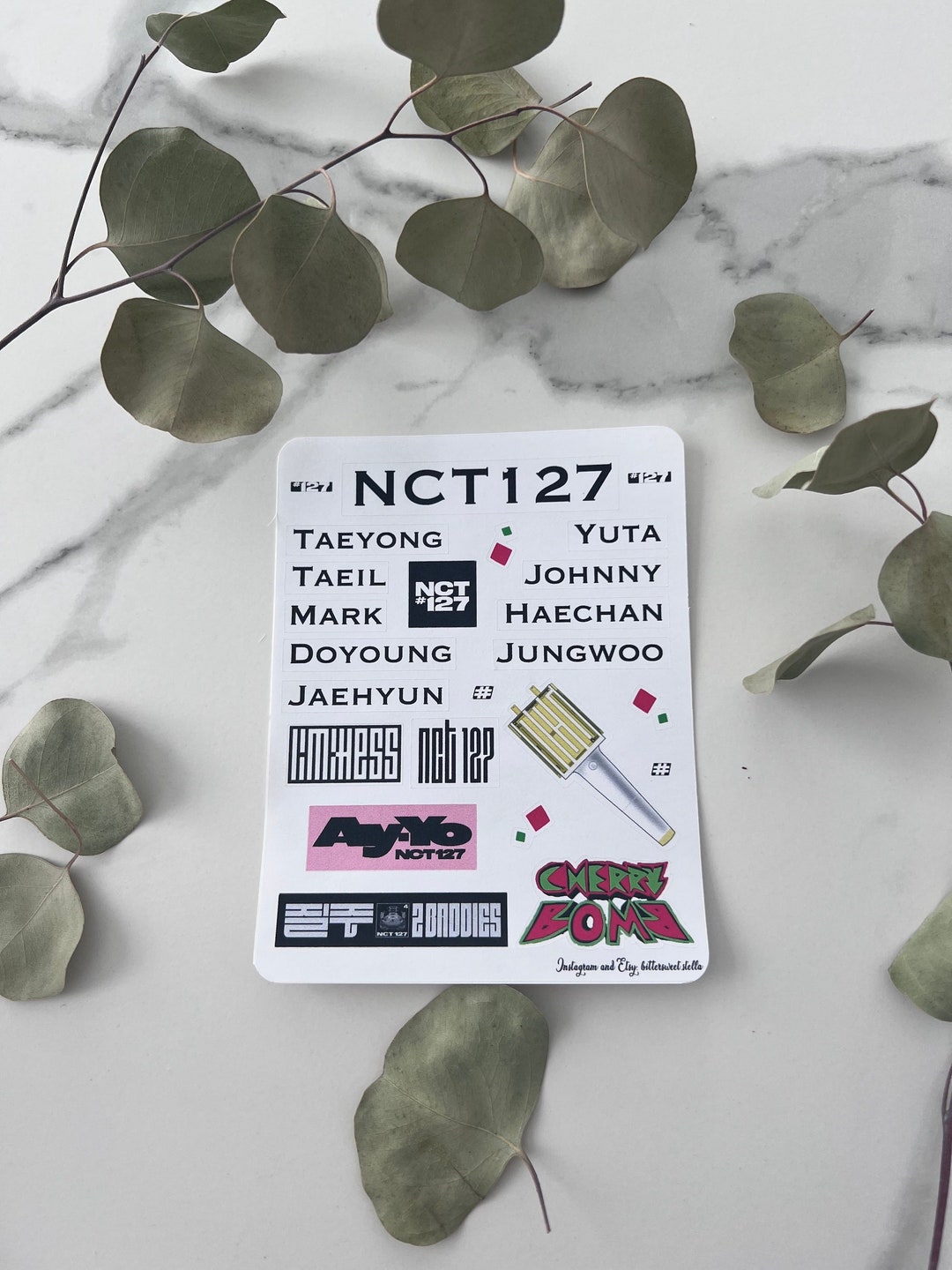 NCT127 Kpop Sticker Sheet 1 Sheet, Matte or Vinyl, Bullet Journals ...