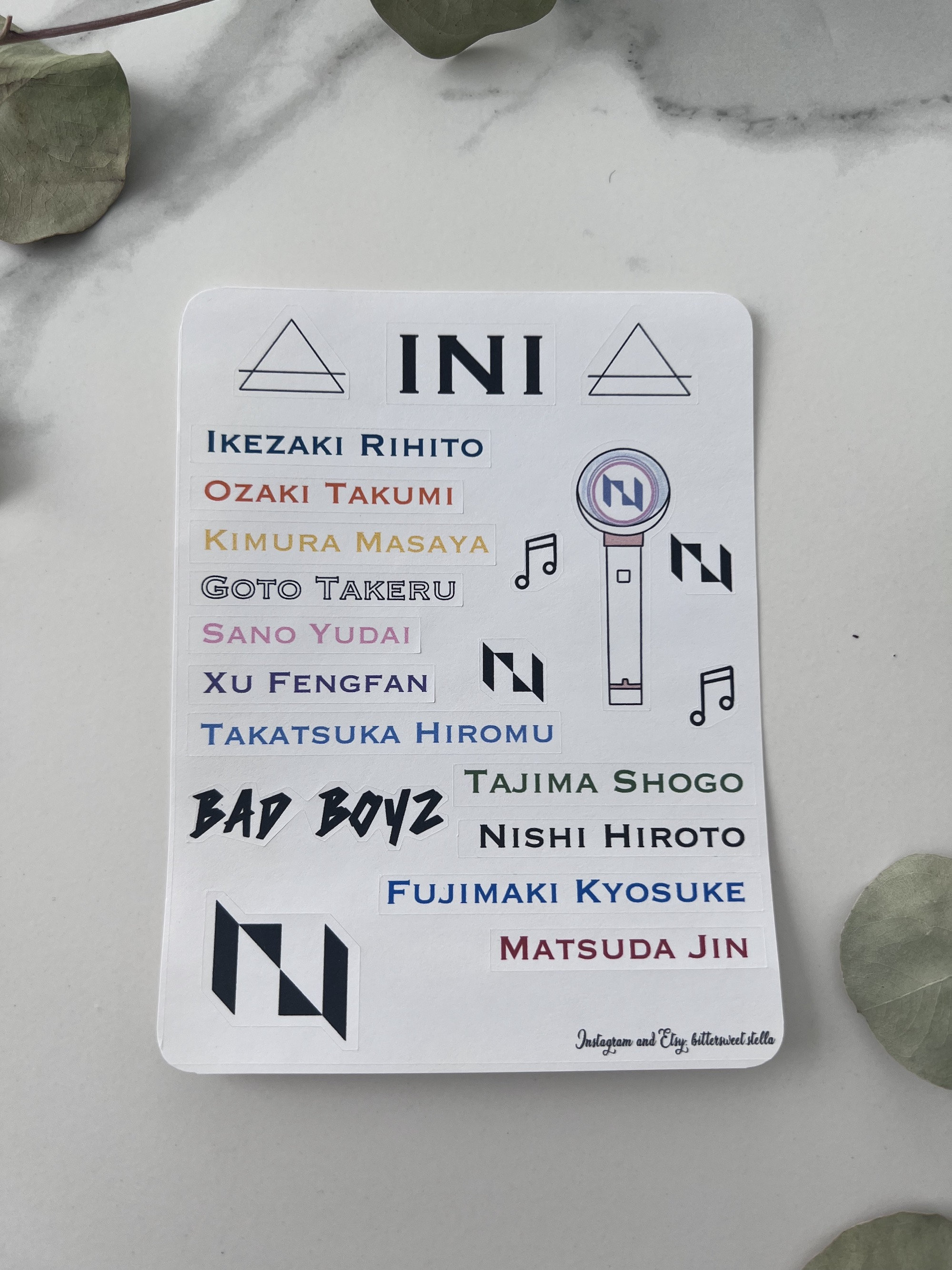 INI Jpop Kpop Sticker Sheet 1 Sheet, Matte or Vinyl, Bullet Journals ...