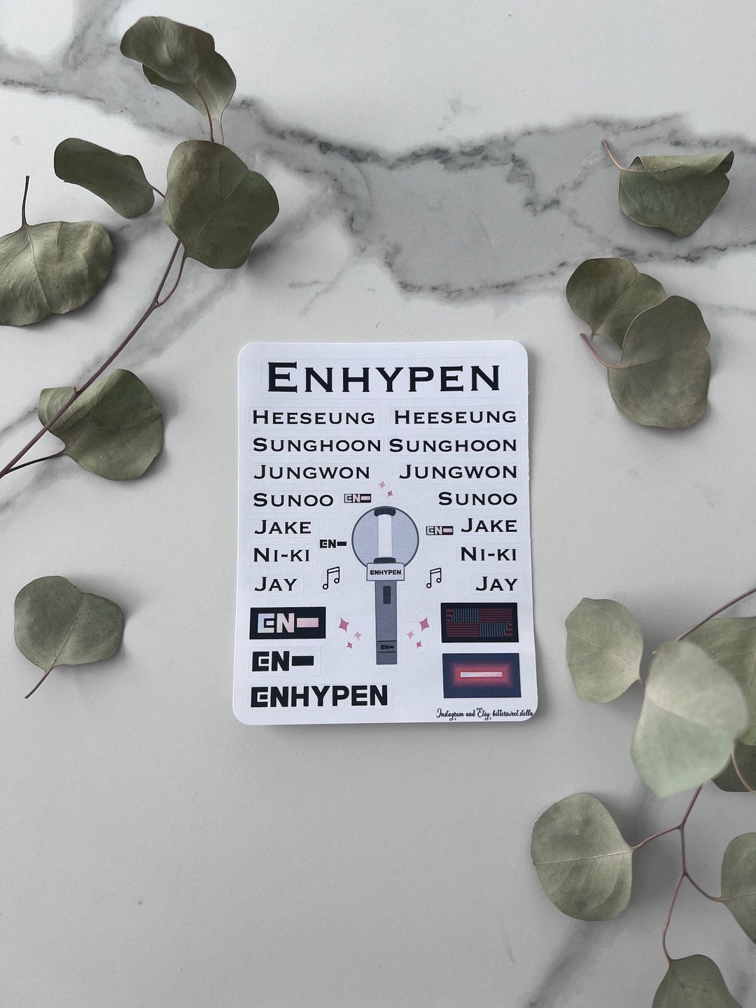 Enhypen Kpop Sticker Sheet 1 Sheet, Matte or Vinyl, Bullet Journals ...