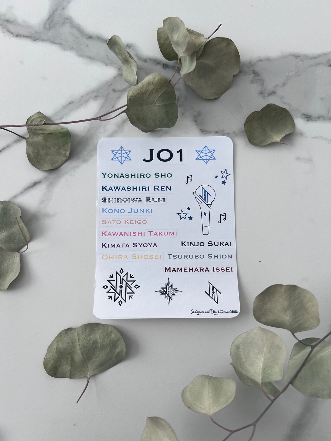 JO1 Jpop Kpop Sticker Sheet 1 Sheet Matte and Vinyl Bullet - Etsy