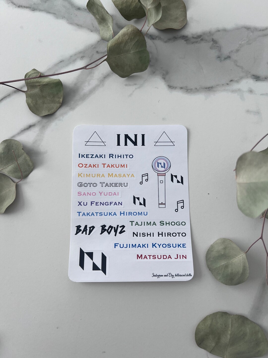 INI Jpop Kpop Sticker Sheet 1 Sheet, Matte or Vinyl, Bullet Journals ...