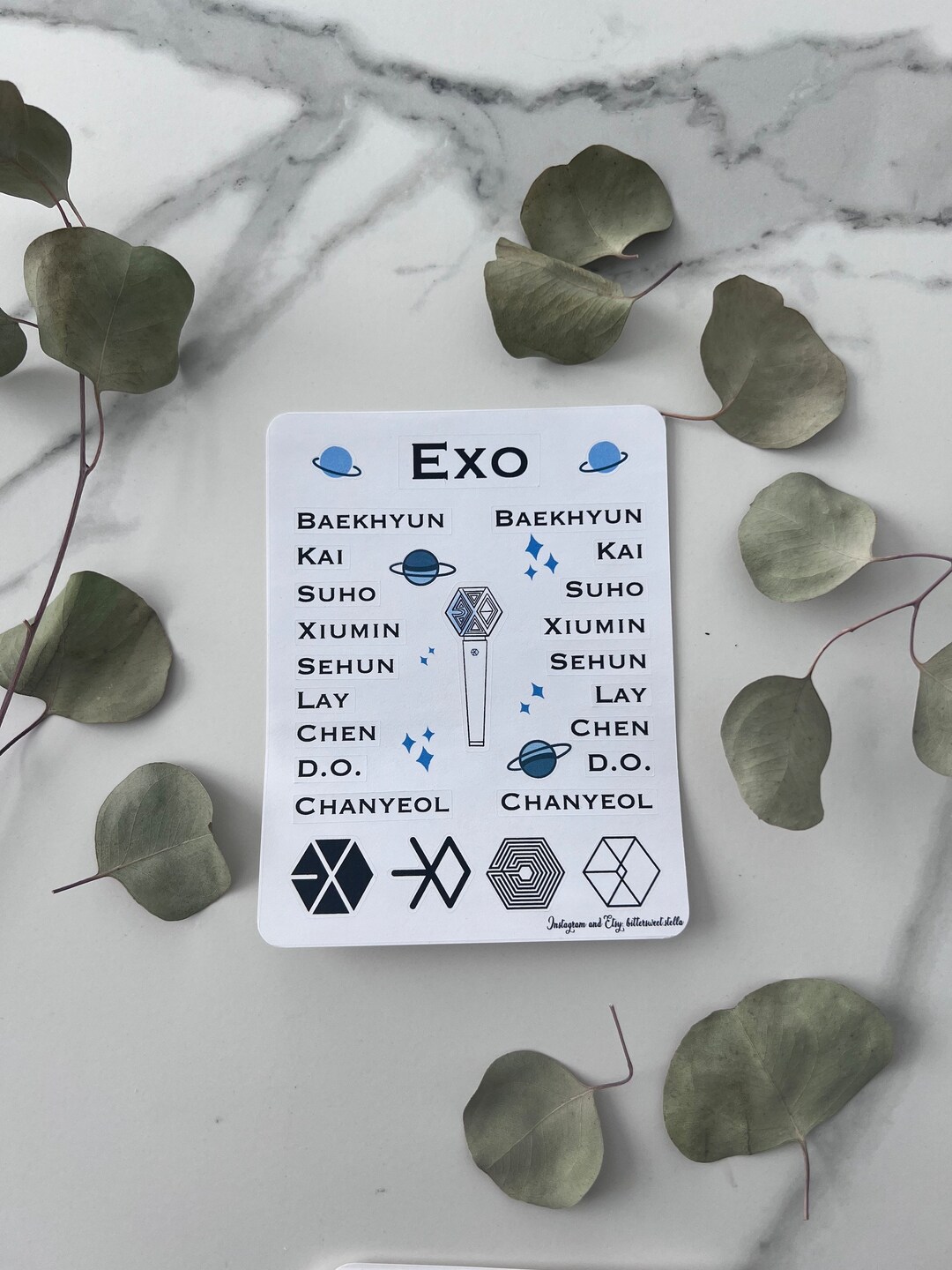 EXO Kpop Sticker Sheet 1 Sheet, Matte or Vinyl, Bullet Journals ...
