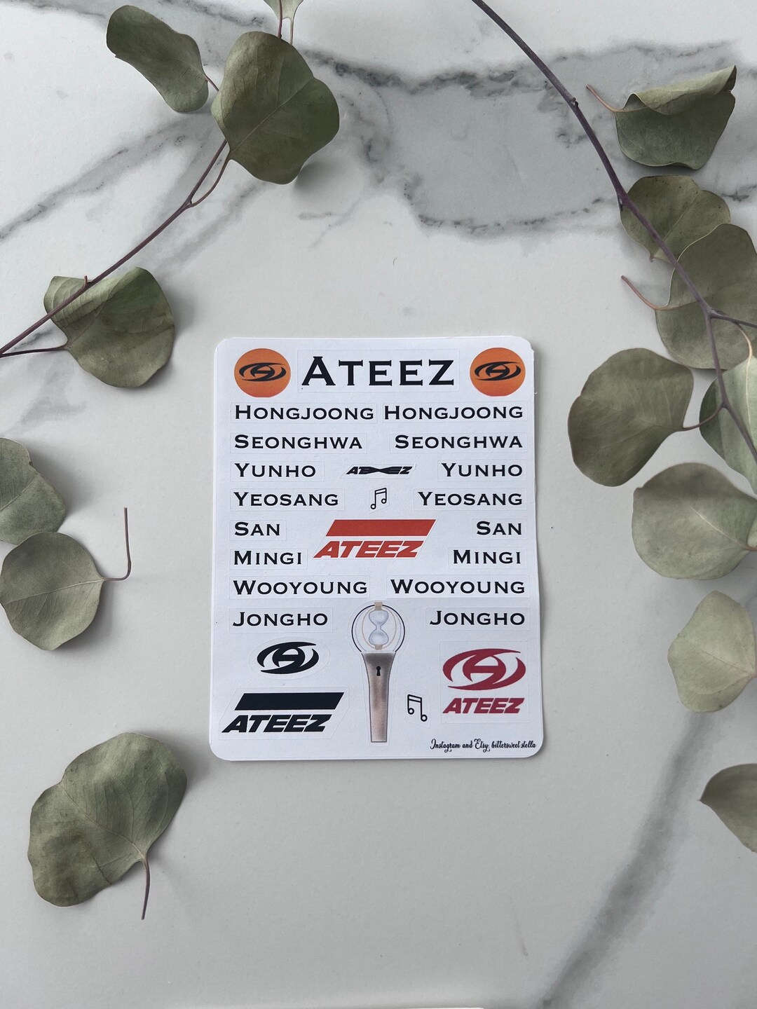 Ateez Kpop Sticker Sheet 1 Sheet, Matte or Vinyl, Bullet Journals ...