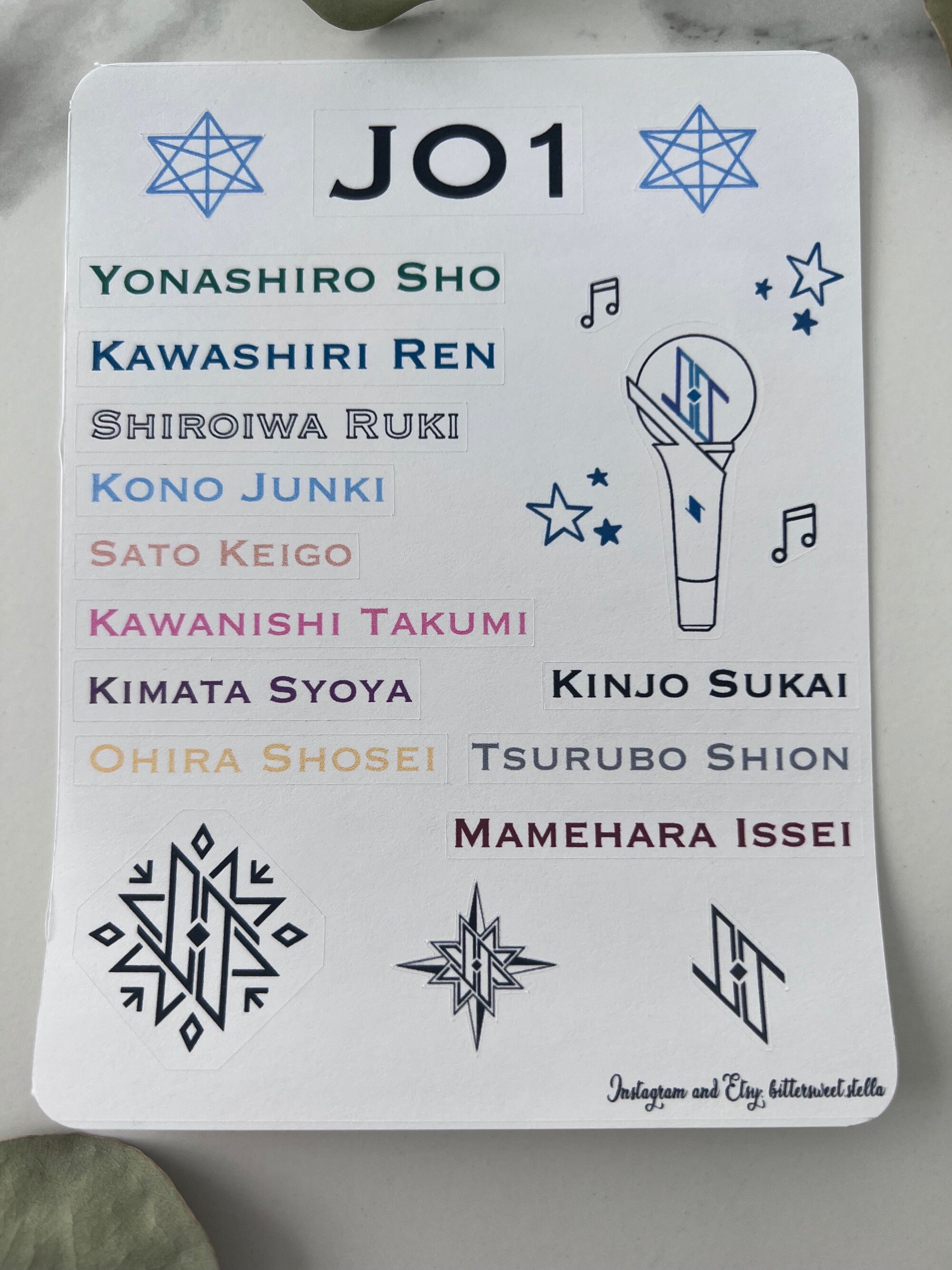 JO1 Jpop Kpop Sticker Sheet 1 Sheet Matte and Vinyl Bullet - Etsy
