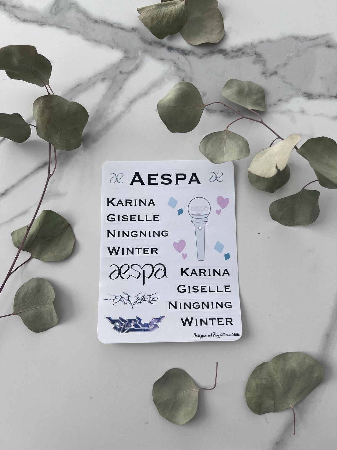 Aespa Kpop Sticker Sheet 1 Sheet, Matte or Vinyl, Bullet Journals ...