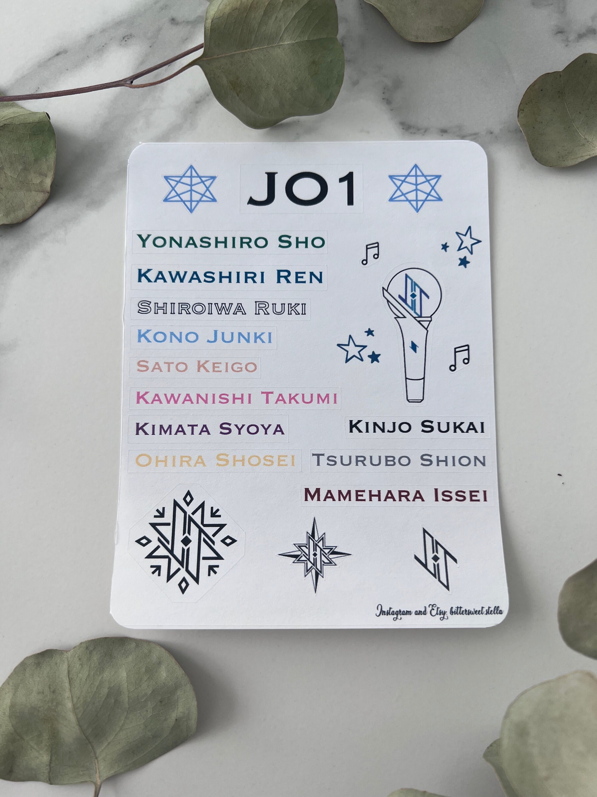 JO1 Jpop Kpop Sticker Sheet 1 Sheet Matte and Vinyl Bullet - Etsy
